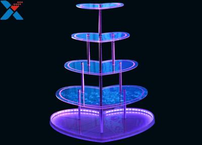 China Heart Shape Perspex Display Stand  , 5 Layers Champagne Acrylic Display Shelves for sale