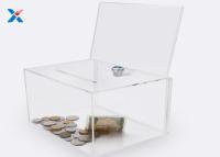 China Fashion Acrylic Charity Box / Transparent Acrylic Donation Box With Lock for sale