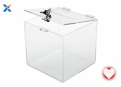 China Fashion Acrylic Charity Box / Transparent Acrylic Donation Box With Lock for sale