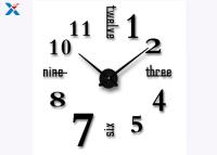 China Decoration 3D Acrylic Wall Clock , Large Sticker Wall Clocks For Bedroom / Living Room for sale