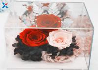 China Light Weight Mirror Acrylic Flower Box For Dry Fresh Flowers Non Flammable for sale