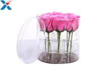 China Customized Thickness Acrylic Flower Box Round 11 Rose Containers With Lid for sale