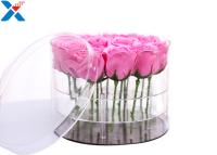 China Customized Thickness Acrylic Flower Box Round 11 Rose Containers With Lid for sale