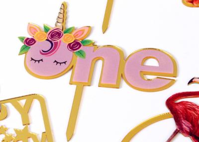 China Non - Toxic Acrylic Cake Topper For Happy Birthday / Wedding Party Decorations for sale
