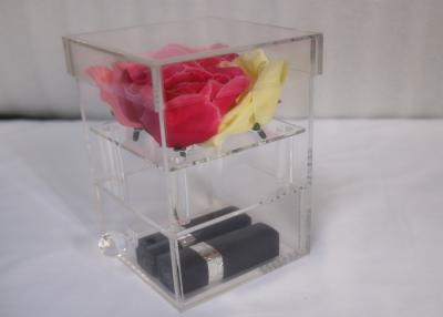 China 4 Holes Acrylic Flower Box 3mm Thickness Silk Screen Printing Logo With Drawer Lid for sale