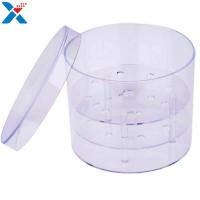 China Waterproof Acrylic Flower Box Makeup Organizer Holder Round Shape ROHS Approval for sale