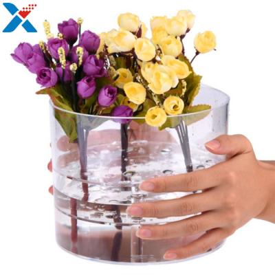 China Waterproof Acrylic Flower Box Makeup Organizer Holder Round Shape ROHS Approval for sale