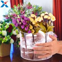 China Waterproof Acrylic Flower Box Makeup Organizer Holder Round Shape ROHS Approval for sale