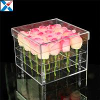 China Durable Square Acrylic Flower Box Makeup Organizer Rose Storage Cosmetic Case for sale