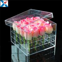 China Durable Square Acrylic Flower Box Makeup Organizer Rose Storage Cosmetic Case for sale