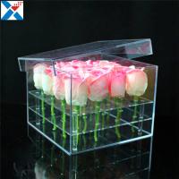 China Durable Square Acrylic Flower Box Makeup Organizer Rose Storage Cosmetic Case for sale
