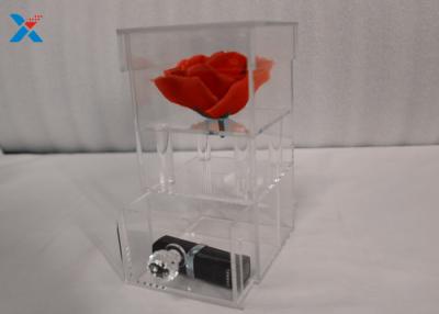 China Single Hole Acrylic Flower Box Clear Color Customized Thickness With Drawer for sale