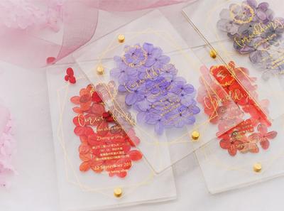China acrylic invitation magnetic wedding and envelope card double layers flower for sale