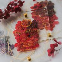 China acrylic invitation magnetic wedding and envelope card double layers flower for sale