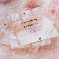 China acrylic invitation magnetic wedding and envelope card double layers flower for sale