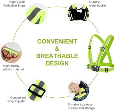 China Custom Embroidered Reflective Safety Belt 4cm/5cm Width Fluorescent Yellow Stretch Vest for Cycling for sale
