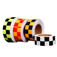 China Black Yellow PVC Reflective Safety Tape 50mm x 50m High Visibility EN ISO 20471 Certified for Vehicle Warning for sale