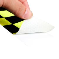 China Black Yellow PVC Reflective Safety Tape 50mm x 50m High Visibility EN ISO 20471 Certified for Vehicle Warning for sale