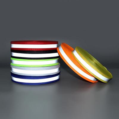 China Polyester Reflective Webbing 20mm-50mm Width 1.0mm Thickness 45m Roll for Safety Equipment for sale