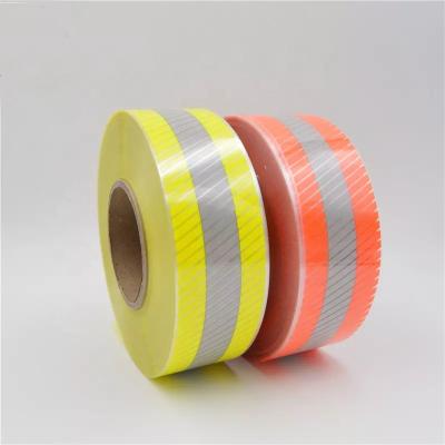 China 5cm Wide Fluorescent Orange Reflective Heat Transfer Tape with 450 cd/lx/m² Reflectivity for Safety Clothing for sale