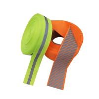 China 2 Inch Fluorescent Green Reflective Tape Strips for Stairs Clothing Luggage Sew On 380cd for sale