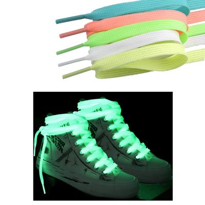 China Glow In The Dark Shoe Laces 80cm 100cm 120cm Fluorescent Luminous Polyester Braided Reflective Safety for sale
