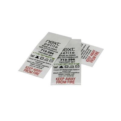China Custom Silk Screen Printing Care Labels for Clothing - Multiple Materials & Folding Options with 3-7 Day Sample Delivery for sale
