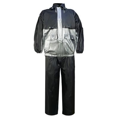 China Silver Reflective Cycling Rain Jacket with Waterproof Taped Seams and Adjustable Hood for Adult Safety Wear for sale