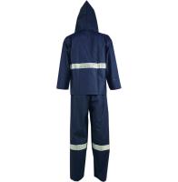 China 0.55mm PVC/Polyester Motorcycle Rain Jacket with Reflective Tapes and Hood - Waterproof Cycling Suit for Men & Women for sale