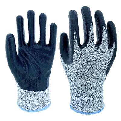 China 13g HPPE Cut Resistant Safety Gloves ANSI A2 Level with Foam Nitrile Coating for Float Glass Handling for sale