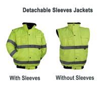 China EN471 Certified 300D Oxford Hi Vis Safety Jacket with Detachable Sleeves - Waterproof Reflective Construction Wear for sale