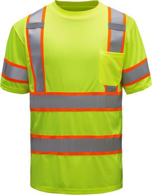 China ANSI Class 3 Hi-Vis Lime Green T-Shirt - Short Sleeve Safety Workwear in Sizes S-XXL with 100% Polyester Fabric for sale