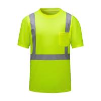 China ANSI Class 3 Hi-Vis Lime Green T-Shirt - Short Sleeve Safety Workwear in Sizes S-XXL with 100% Polyester Fabric for sale