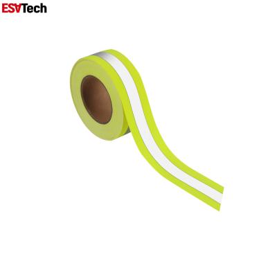 China 140cm Width Sew On Fluorescent Reflective Tape Strips - Flame Resistant with R>3-380cd/lx.m² Reflective Coefficient for sale