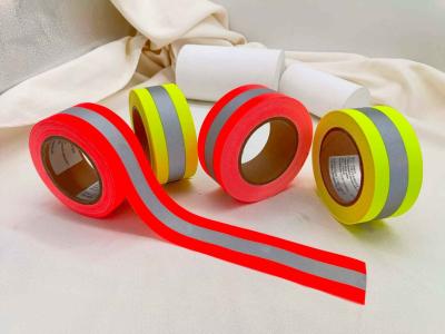 China 5cm Wide 100m Roll Yellow Reflective Tape Class 1 High Visibility Polyester Webbing for Clothing for sale