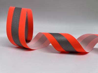 China Orange Silver Orange Fire Resistant Reflective Fabric Tape 5cm 140cm for Firefighting Clothing for sale
