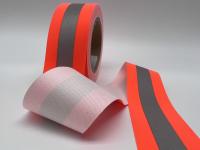 China Orange Silver Orange Fire Resistant Reflective Fabric Tape 5cm 140cm for Firefighting Clothing for sale