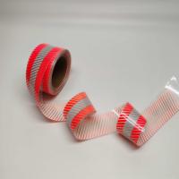 China Twill Stripes Red Silver Reflective Heat Transfer Film Self Adhesive 300-480cdluxm2 for Workwear Garments for sale