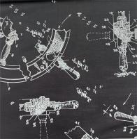 China Bright Silver Gear 50D Mechanical Bullet fabric (Black) for sale
