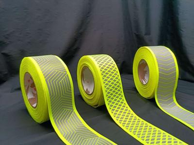 China Fluorescent Yellow Reflective Tape with Custom Patterns for Day & Night Visibility on Safety Garments for sale