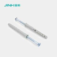 China JH-12015 8x60mm Plastic Expansion Anchor Bolt With Screw Gray Expanding Plastic Screw Anchors for sale