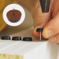 China 15mm Furniture Feet Nail With Felt In Brown Pe Plastic And Zinc Plated Nail For Wood Furniture Leg for sale