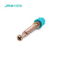 China JINHAN JH-2083 Minifix Spreading Bolt 40mm Length and Textured Finish Cold Rolled Carbon Steel Nylon Cam Lock Connector for Cabinets Wardrobes for sale