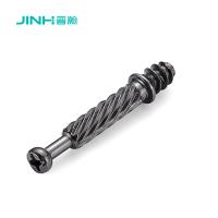 China JH-2167 40mm Cold Drawn Steel Eccentric Cam Fastener Bolt M6 Coarse Thread 12N Torque Black Nickel Plated For 15mm Panels for sale