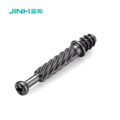 China JH-2167 40mm Cold Drawn Steel Eccentric Cam Fastener Bolt M6 Coarse Thread 12N Torque Black Nickel Plated For 15mm Panels for sale