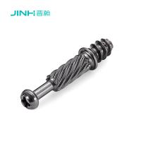 China JH-2169 Matte Black Nickel Plated Eccentric Screw Rod Carbon Steel Fastener 32mm Cam Fitting Bolt for 15mm Furniture Panels for sale