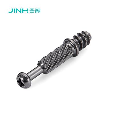China JH-2169 Matte Black Nickel Plated Eccentric Screw Rod Carbon Steel Fastener 32mm Cam Fitting Bolt for 15mm Furniture Panels for sale