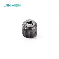 China JH-1043 Eccentric Cam Fitting Heavy Duty Cold Rolled Carbon Steel Black Nickel Plated Concealed Install with Vertical Ribs for Furniture Panels for sale