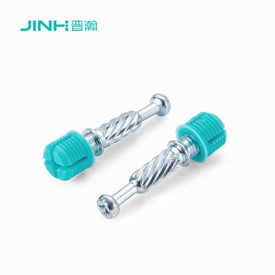 China Jh-2147 Adjustable Furniture Connecting Fitting, Cold Rolled Steel With Blue Zinc Plating & Nylon Expansion Plug for sale