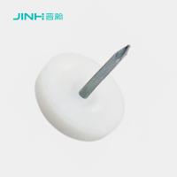 China JH-9023 16x22mm Furniture Leg Nails, White PE & Galvanized Iron Anti-Corrosion Nails, Heavy-Duty Cabinet Leveling Feet for Moisture Protection for sale